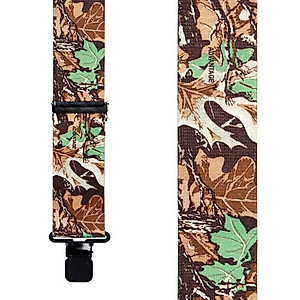 Suspender Store Camouflage Pattern Suspenders - 2-Inch Wide Elastic - X-Back - Gator Clip - 54" for 6'1" to 6'5" tall - Camo Advantage