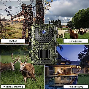 Trail Cameras with Night Vision Motion Activated Waterproof, Game Camera 32MP 1296P, Hunting Camera with 0.1S Trigger Speed, 120°Wide Angle Deer Camera with No Glow Infrared LEDs for Outdoor Wildlife