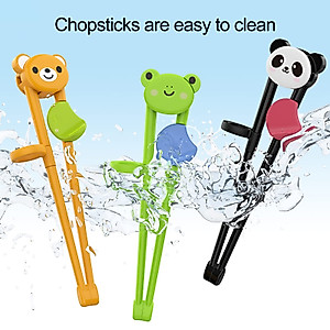 Saterkali Training Chop-sticks for Kids, Training Chop-sticks Comfortable Grip Chewable Cartoon Chop-sticks for Beginners Learning chop-sticks Black