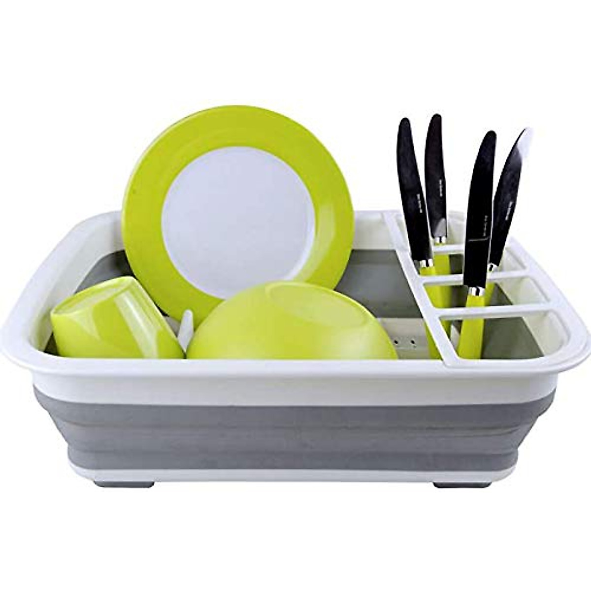 Dish drying rack Collapsible Dish Rack and Drainboard Set Foldable Portable Dish Drainer Dinnerware Organizer Rack Folding Tableware Storage Rack Cutlery Rack for Kitchen Counter RV Camper Accessories