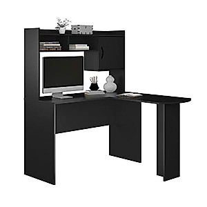 Mainstays Student Desk White Finish - Home Office Bedroom Furniture Indoor Desk - Easy Glide Accessory Drawer (L-Shaped Desk with Hutch, Espressso)