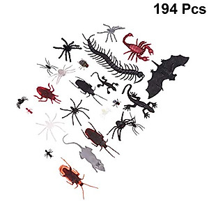Gadpiparty 582 pcs Set Witch Women Roaches Style Ears Novelty Plastic for Knife Fools Decorations April Bugs Joke Bats Per Spider Mixed Favors Small Scorpions Ghost Skull Party