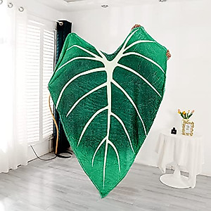 DECMAY Leaf Blanket Leaf Decor Print Throw Blanket,Single Layer Soft Plush Flannel Throw Decorative Leaves Design for Sofa Bed Beach Towel let Throw (60 * 86in)