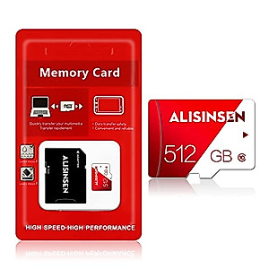 Micro SD Card 512GB Class 10 SD Memory Card 512GB TF Card 512GB High Speed Full HD Video with a SD Card Adapter for PC/Smart-Phone/Bluetooth Speaker/Tablet