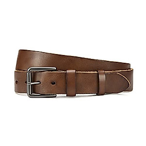 YOETEY Full Grain Leather Belt for Men - Mens Belt Casual 1 1/2" with 100% Italian Cow Leather - Roll Buckle Oval Hole for Smooth Wearing