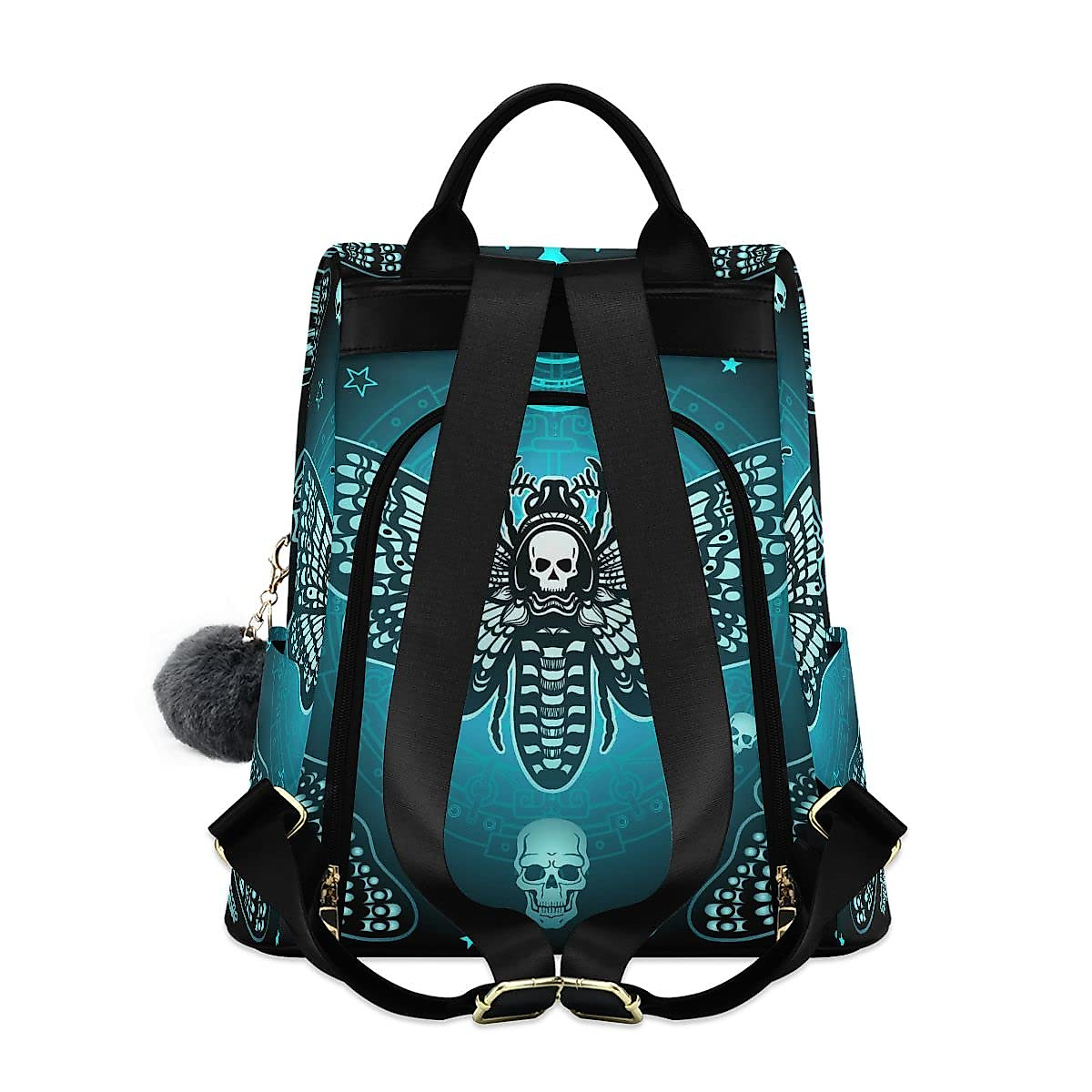 ZOEO Anti Theft Backpack Butterfly Skull Blue Boho Mandala Women Large Fashion Travel Shoulder Bag Purse Rucksack Lightweight