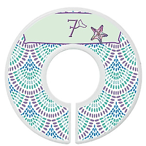 Mumsy Goose Nursery Closet Dividers Closet Organizers Baby Girl Clothes Dividers Mermaid (Sizes 2T - 7 (6 Rings))
