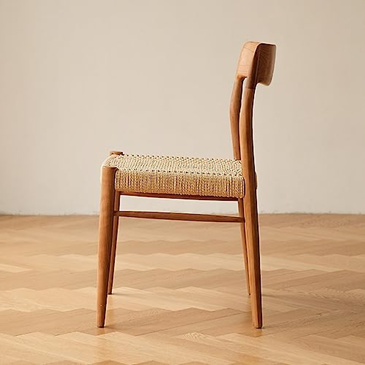 Solid Wood Rattan Chair, Kitchen Dining Chair, Outdoor Patio Lounge Seat, Wooden Rattan Recliner, Ergonomics Office Chair