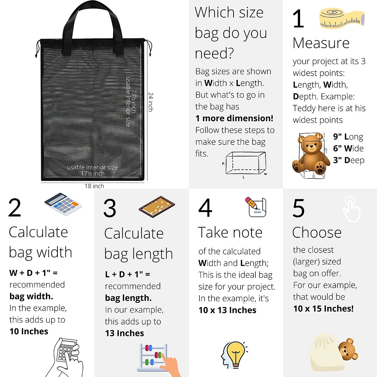 Nylon Mesh Laundry Bags with Handles and Drawstring - 18 x 24 Inch - Set of 2