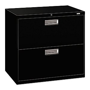 HON 600-Series Standard Lateral File with Lock, 2 Drawers, 28"H x 30"W x 19 1/4"D, Black