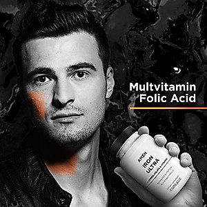 Amen Iron Ultra Supplement + Copper, Folate, Vitamin C and Vitamin B12-2-Month Supply - Ferrous Sulfate Iron Vitamin - Iron 65mg Per Serving - Iron Folic Acid - Non-GMO Iron Pills - 60 Capsules