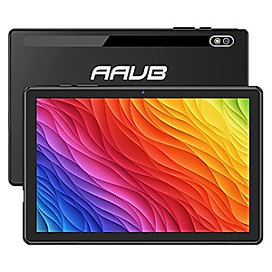 AAUB Tablet Android 10 Inch with 32GB Storage, 1280x800 HD Touchscreen, Dual Camera 2MP + 8MP,6000mAh Battery, WiFi & Bluetooth, Easy to Operate Support Microsoft Office Software Black