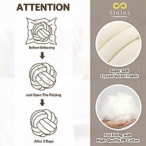 Sioloc Soft knot ball pillows,round throw pillow cushion Home Decoration Plush Pillow,Throw Knotted Pillow Handmade Round Plush Pillow（7.8inches,Ivory）