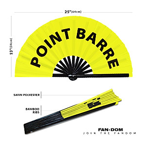 Point Barre Hand Fan Foldable Bamboo Circuit Hand Fan Funny Gag French Words Slang Expressions Statement Gifts Festival Accessories Rave Handheld Circuit Event Fan Clack Fans (Yellow)