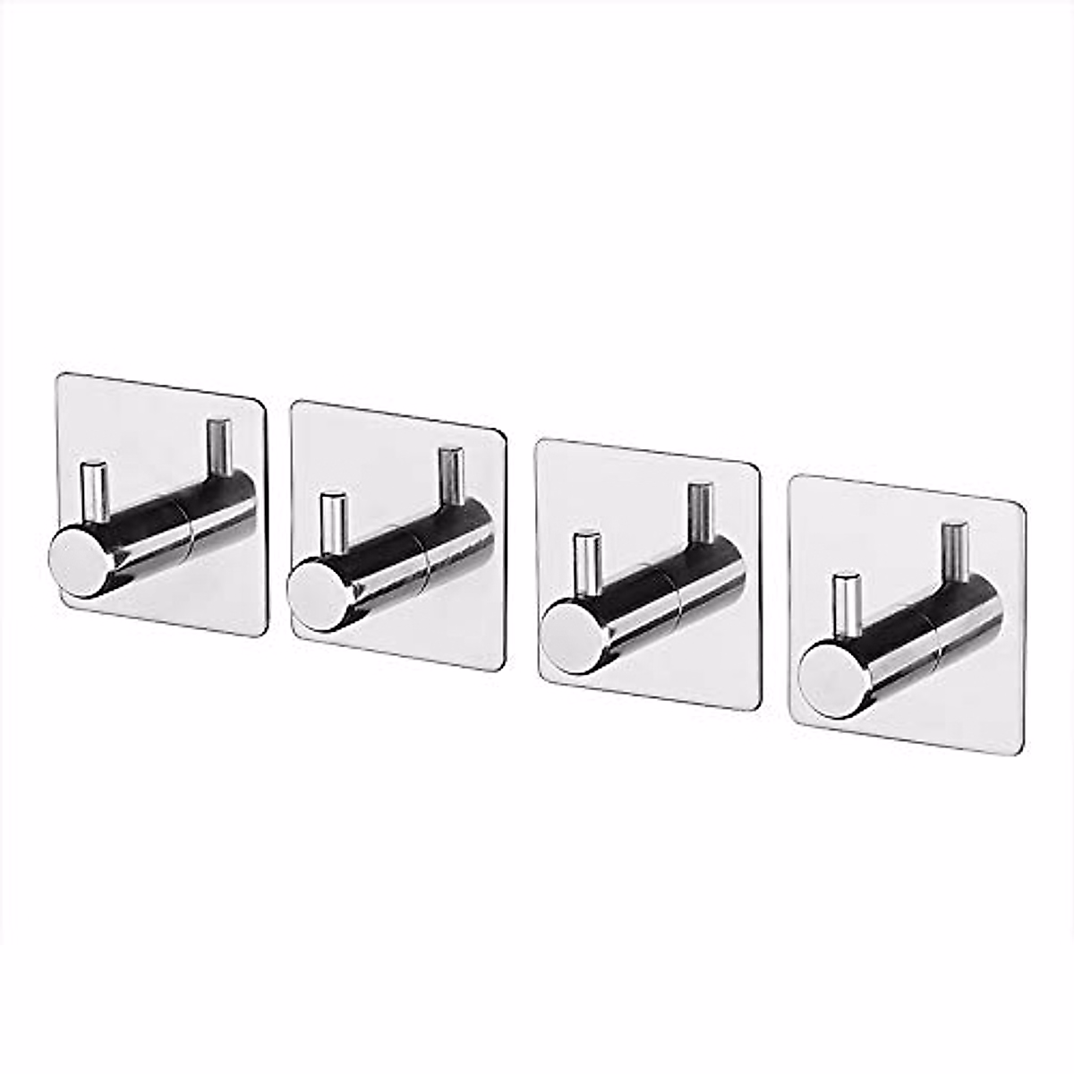 Celbon 4PC Bath Towel Hook Self Adhesive Black Sticky SUS 304 Stainless Steel Robe Hooks Robe Hook Heavy Duty Door Hooks Hanger for Bathrooms,Kitchen,Lavatory Closet (4PC, Chrome Square)… (2PC)