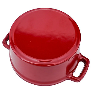 Flavehc Mini Cocotte 8 oz Mini Dutch Oven 0.25 qt. Cast Iron Garlic Roaster for Oven Garlic Confit Pot Ramekins with Lids Oven Safe Set of 4, Red