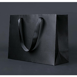 jabberwpacking 13" Large Black Premium Gift Bag with Tissue Paper and Card (Silk Paper Gift Bag) for Father's Day Men Birthday Party Favor