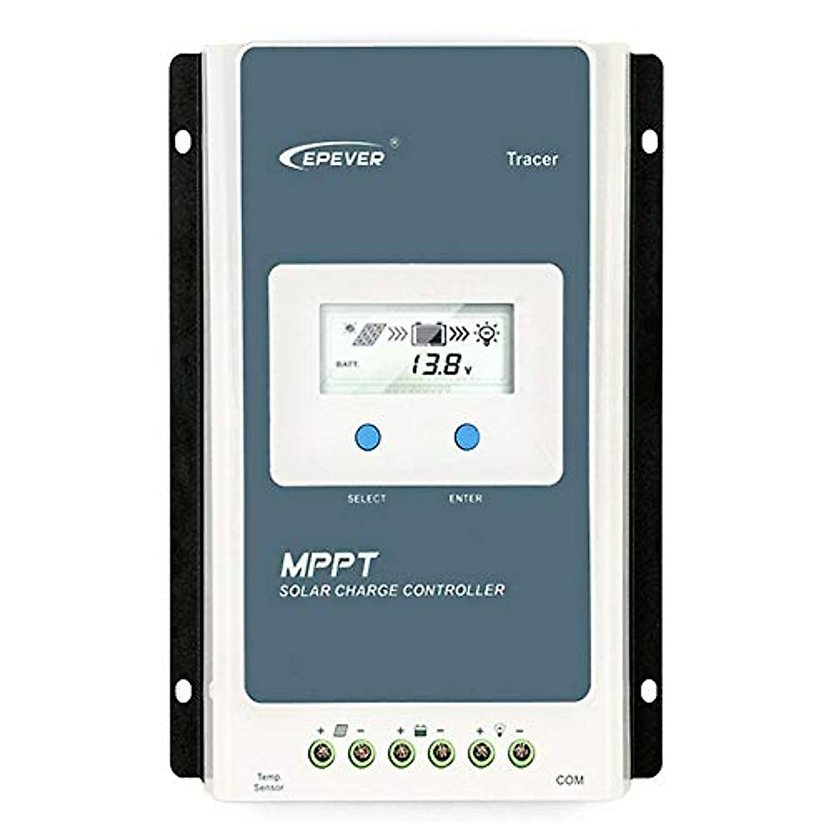 MPPT Solar Charge Controller 40A Max.PV 100V Negative Grounded Tracer 4210AN + Remote Meter MT50+Temp Sensor Cable for Gel Sealed Flooded Lithium Solar Battery Charging