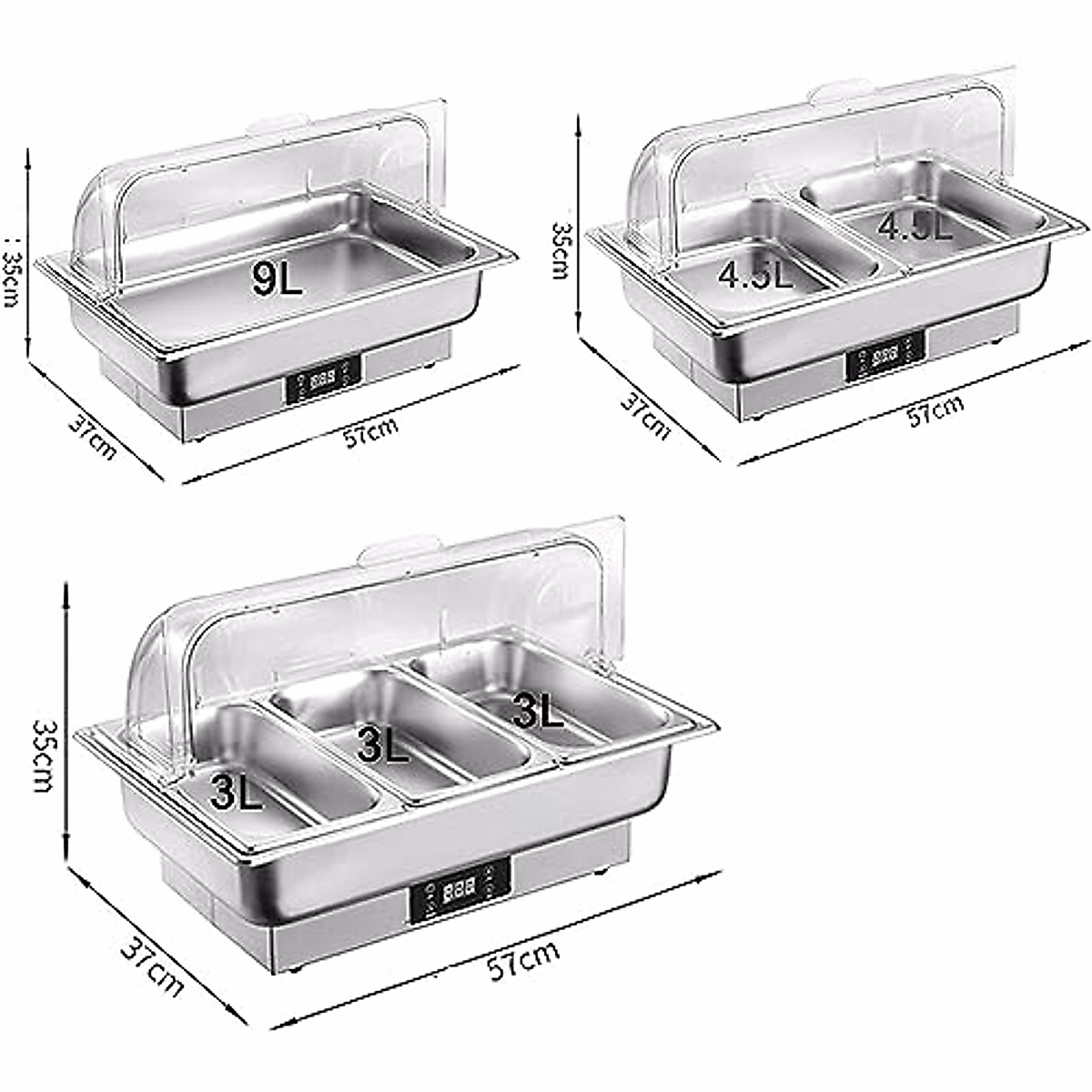Food Warmers for Parties Buffets Electric 9l Stainless Steel Buffet Server and Warming Tray Chafing Dish Buffet Set Adjustable Temperature for Catering Buffet and Party (Single Grid)