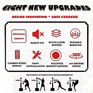 Reaction Punching Bag,Boxing Bag for Adults and Teens,Boxing Gym Equipment,360 Spinning Bar with Dual Punching Balls for Training,Stress Relief & Fitness(Base Not Included) (Black)