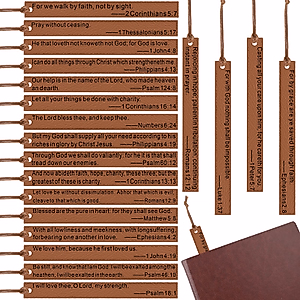20 Pieces Christian Gifts Bible Bookmark Inspirational Book Markers Religious Gifts Christian Leather Bookmark Scripture Church Supplies Christmas Reading Reward, 20 Styles (Brown)