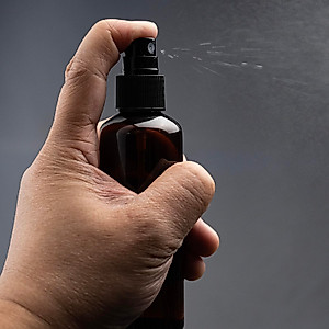 SEVENHEAD Amber Plastic Essential Oil Spray Bottle Four Size - 1oz, 1.7oz, 2oz and 3.4oz, Small Spray Bottle with Plastic Sprayer - Set of 4