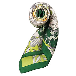 VIVIAN & VINCENT Pure Mulberry Silk Scarf for women Square Neck Scarfs 21" x 21" Lightweight Neckerchief Gift Packed St Patricks Day Shamrock