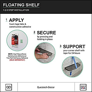 Questech Décor 5 Inch Floating Shower Shelf Soap Dish, Wall Mounted Retrofit For Tiled Shower Walls, Bathroom Caddy Storage Organizer, 5 Inch Geo Flatback Design, Graphite Black