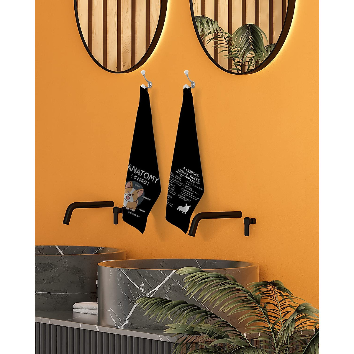 kunlisa Funny Corgi Absorbent Kitchen Towels and Dishcloths 16×24 Inches Set of 4,Cute Corgi Lovers Gifts Hand Towel Dish Towel Tea Towel for Kitchen Bathroom Decor,Corgi Owners Girls Gifts