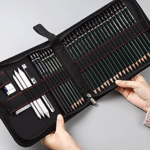 Foldable 36 Slots Zipper Pencil Case Artist Pencil Bag Large Capacity with Handle Strap Crayon,Colored Gel Pen Organizer Stationary Case Portable for Student & Artist