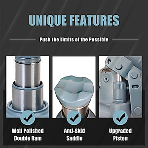 TCE ATH810002U-1 Torin Double Ram Low Profile Welded Bottle Jack for Car Auto Repair and House Lift, 10 Ton (20,000 LBs) Capacity