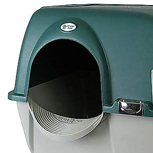 Omega Paw VMRA20-1-PR Premium Roll 'N Clean Self Cleaning Litter Box with Integrated Litter Step and Unique Sifting Grill, Large, Forest Green