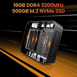 Beelink Mini PC AMD Ryzen 5 5560U(up to 4.0GHz) Mini Computer 16GB DDR4 RAM 500GB M.2 NVMe SSD Mini Desktop 4K@60Hz Triple Display Wifi6/BT5.2/USB3.2 for Office & Home