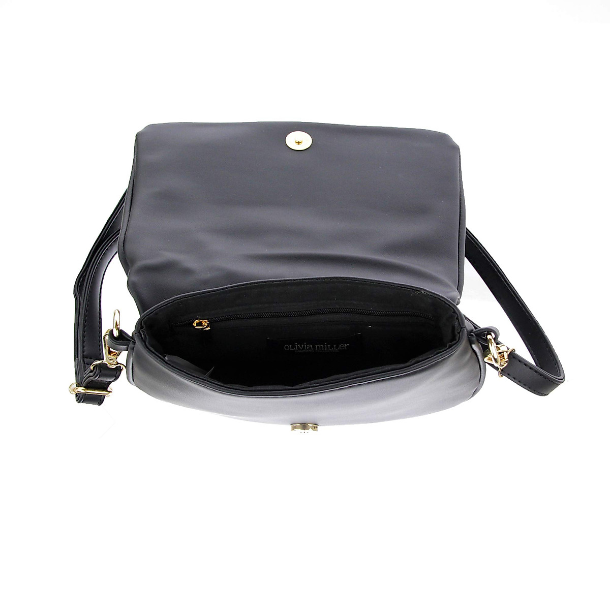 Olivia Miller Women's Faux Leather Ruched Front Flap Cloud Chic Bag Crossbody