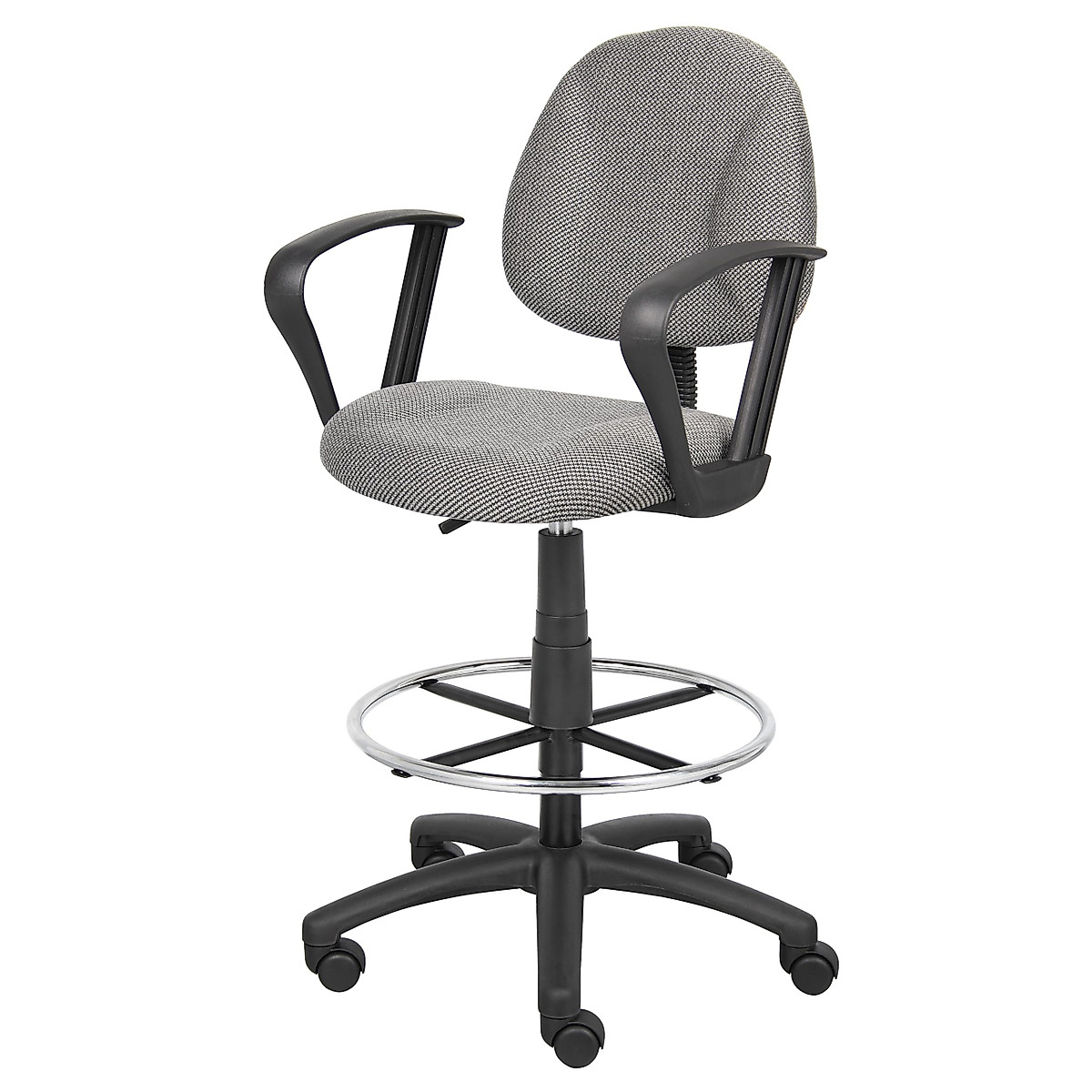 Boss Office Products B1617-GY Ergonomic Works Drafting Chair with Loop Arms in Grey