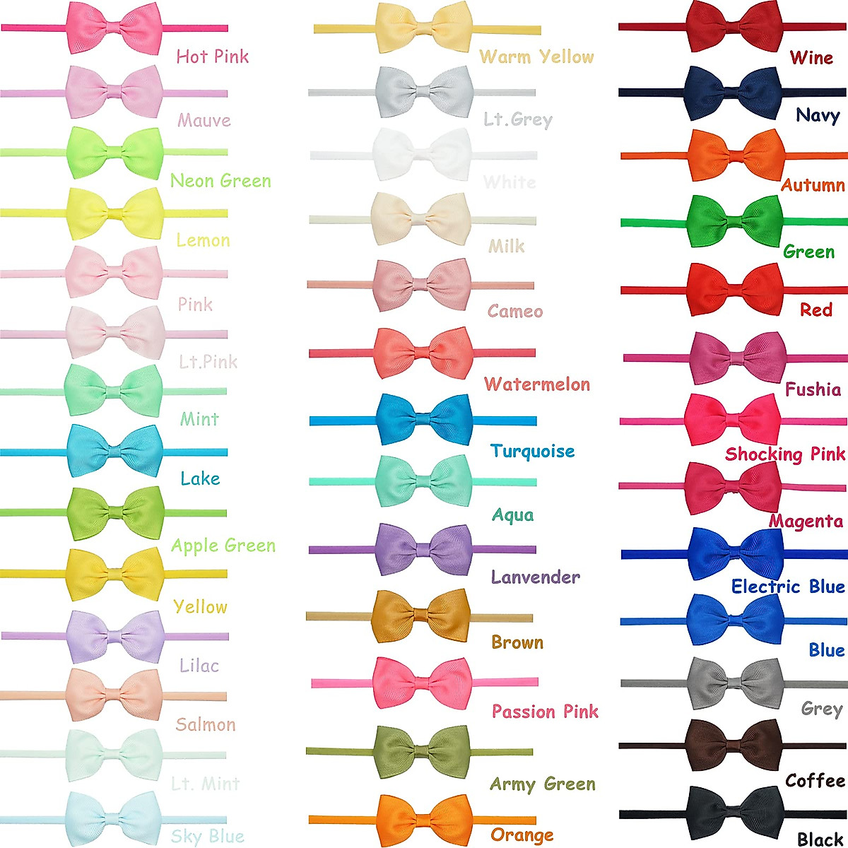 CÉLLOT 40 Colors Baby Bow Headbands 2.75" Hair Bows Super Soft Nylon Headbands for Baby Girls Infants preemie and Newborn Kids Hair Accessories