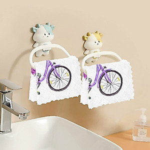 ALAZA Dish Towels Kitchen Cleaning Cloths Violet Bicycle Lavender Flower Butterflies Dish Cloths Super Absorbent Kitchen Towels Lint Free Bar Tea Soft Towel Kitchen Accessories Set of 6,11"x11"