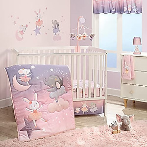 Bedtime Originals Tiny Dancer Bunny & Stars Pink Nursery Lamp with Shade & Bulb