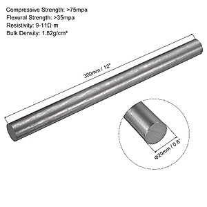 PATIKIL Graphite Rod Graphite Stirring Rod Cylinder Stick Carbon Rod 300x20mm Black for Electrode, Melting Casting, Crucibles