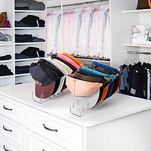 Hat Stand for Baseball Caps, 2 PCs No Install Acrylic Hat Organizer for 14 Baseball Caps, Hat Storage for Baseball Caps, Hat Stands for Display and Organizers for Bedroom, Closet, Dresser, Office