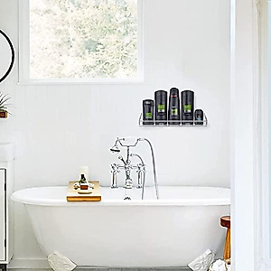 2 Pack Acrylic Bathroom Shelf with Hooks Clear Shower Shelf Wall Mounted No Drilling Thick Clear Storage Transparent Wall Mounted Display Shelving No Drilling Thick Storage Display Shelves15L*4W*2H