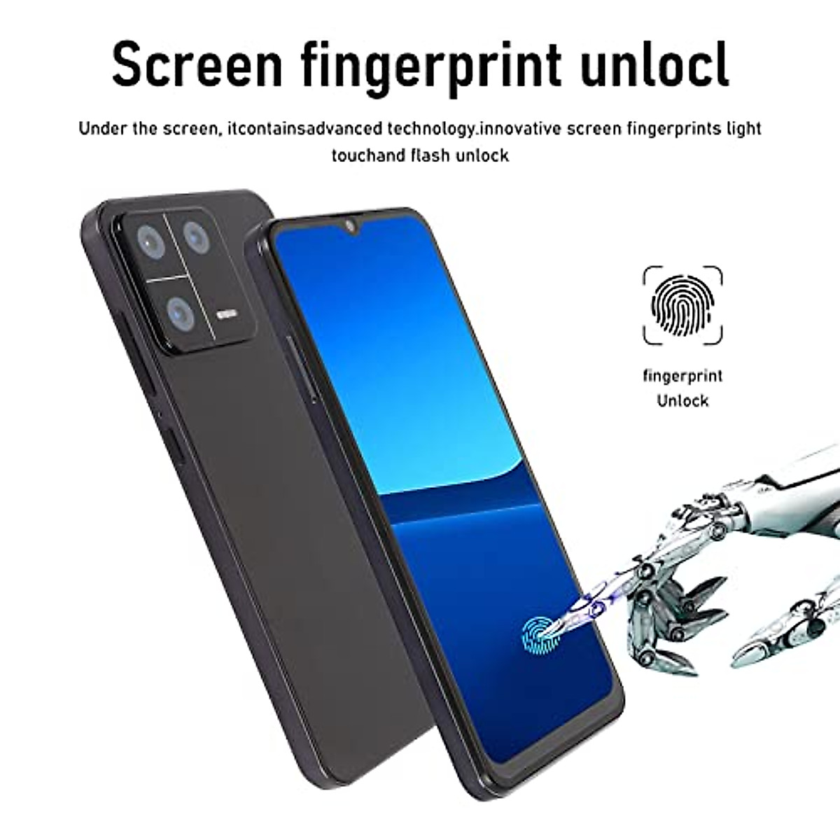 Dilwe M13 4G Unlocked Cellphone, 6.53in HD Screen Smartphone, 4G 5GWIFI Dual SIM Slots Mobile Phone, 6GB RAM 128GB ROM, Face ID Unlocked Mobile Phone for Android12, M13-Black