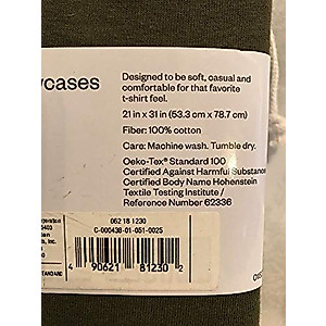 Room Essentials Jersey 2"Standard Pillowcases Solid Olive Military Green 100% Cotton