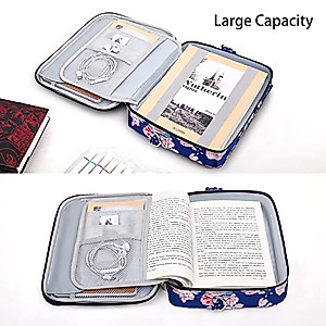 Bible Cover for Women, AWDK Large Bible Case with Handle and Zippered Pocket, Adjustable Shoulder Strap Carrying Church Protective Bag with Book Fixing Straps, Gift for Women Men Girls Kids (Flower)