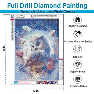 Eiazuiks Diamond Painting Kits for Adults, Owl 5D DIY Diamond Art Kits Full Drill Diamond Dots for Gift Wall Decor and Relaxation Gem Arts 12x16 inch