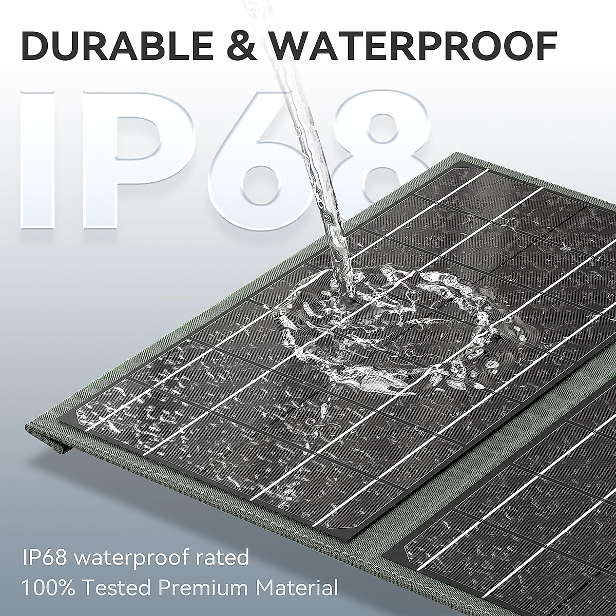 2024 Solar Charger for 40W, Dual USB Ports (5V/4.8A Max), IP68 Waterproof, Foldable Solar Panel with High Efficiency for Camping, Suitable for Powering Portable Wireless Chargers and Phone Power Banks