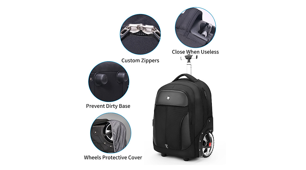 AOKING Rolling Backpack: Travel, School, Business Bag