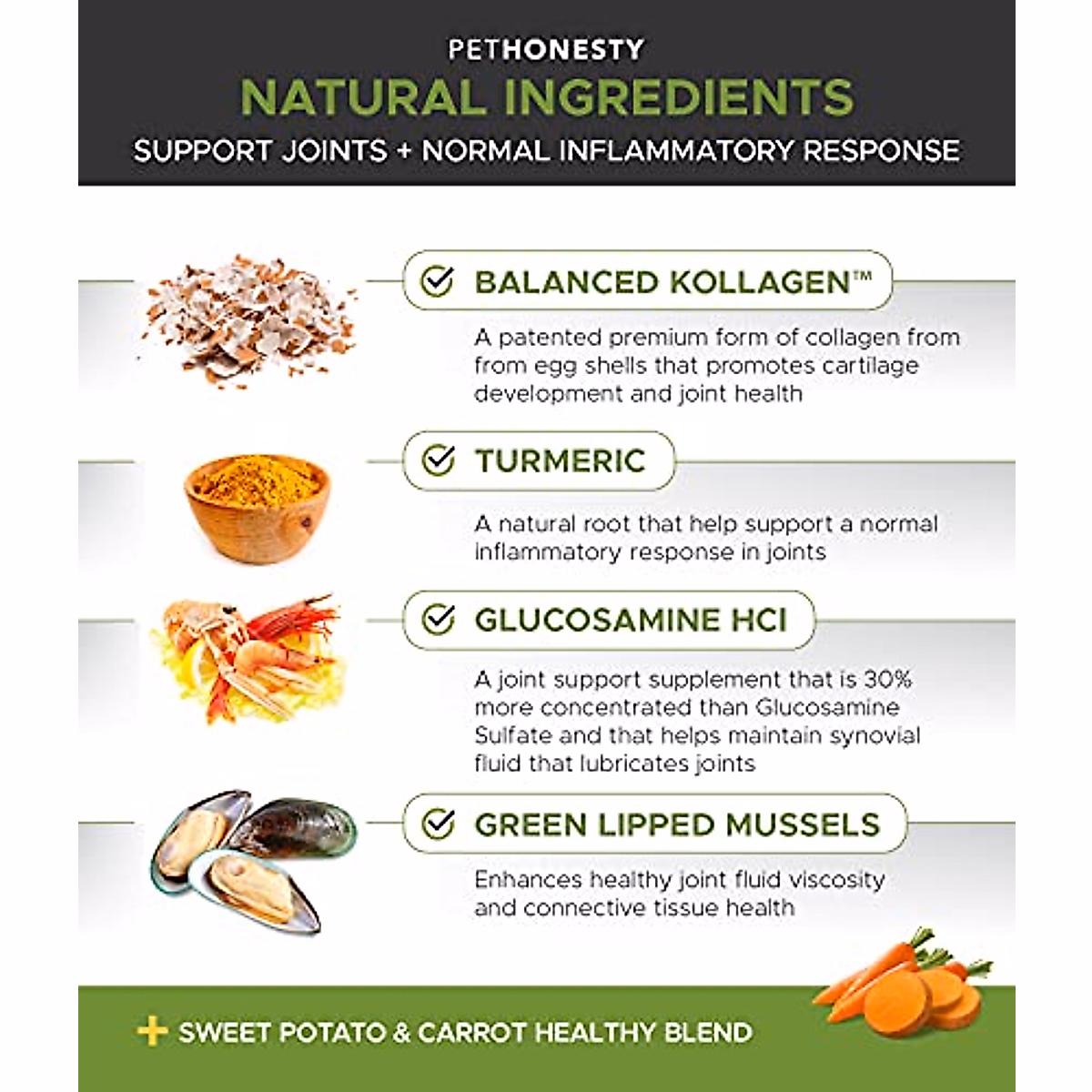 Pet Honesty PureMobility Glucosamine for Dogs - Premium Dog Joint Supplement Support with Glucosamine, Green-Lipped Mussel, Collagen & Turmeric - Advanced Hip & Joint Chews & Pet Joint Support - 60ct