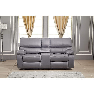 Betsy Furniture Microfiber Reclining Sofa Couch Set Living Room Set 8007 (Grey, Sofa+Loveseat+Recliner)