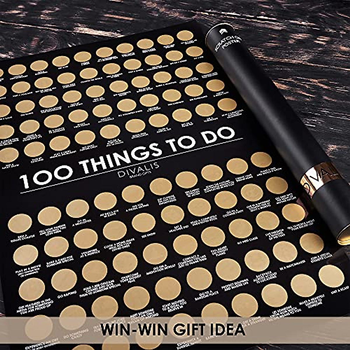 100 Things to Do Bucket List Scratch off Poster - Best Things to Do Scratchable Poster - Motivational Scratch off Poster - Archievements Checklist